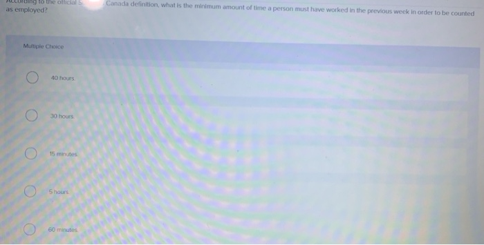 Solved oing to the officials as employed? Canada definition, | Chegg.com