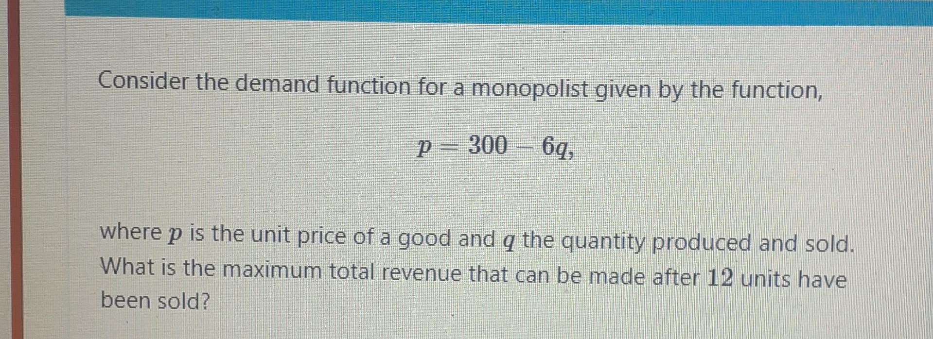 Solved Consider the demand function for a monopolist given | Chegg.com