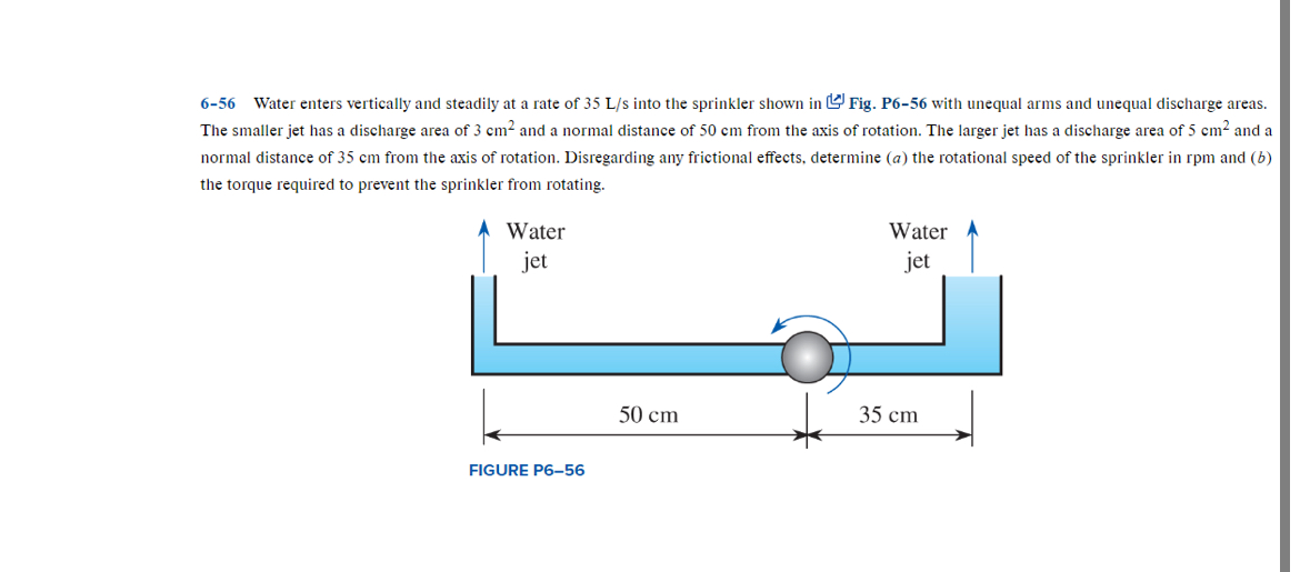 Solved 6-56 ﻿Water enters vertically and steadily at a rate | Chegg.com