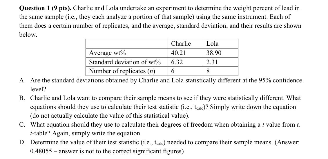 Solved Question 1 ( 9pts ). ﻿Charlie and Lola undertake an | Chegg.com