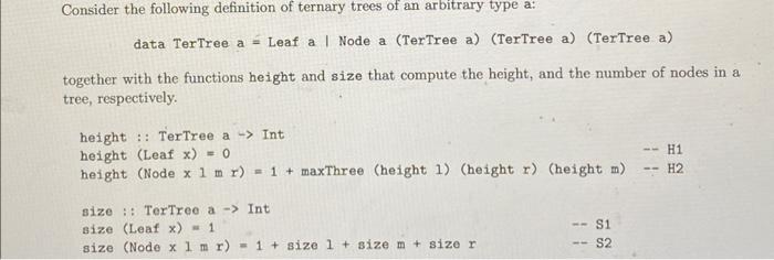 Solved Consider the following definition of ternary trees of | Chegg.com
