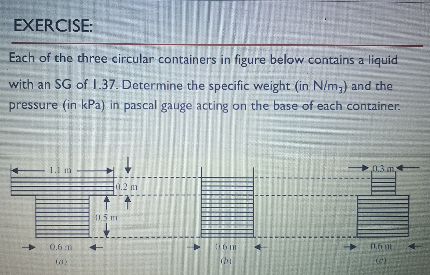 Solved EXERCISE:Each of the three circular containers in | Chegg.com