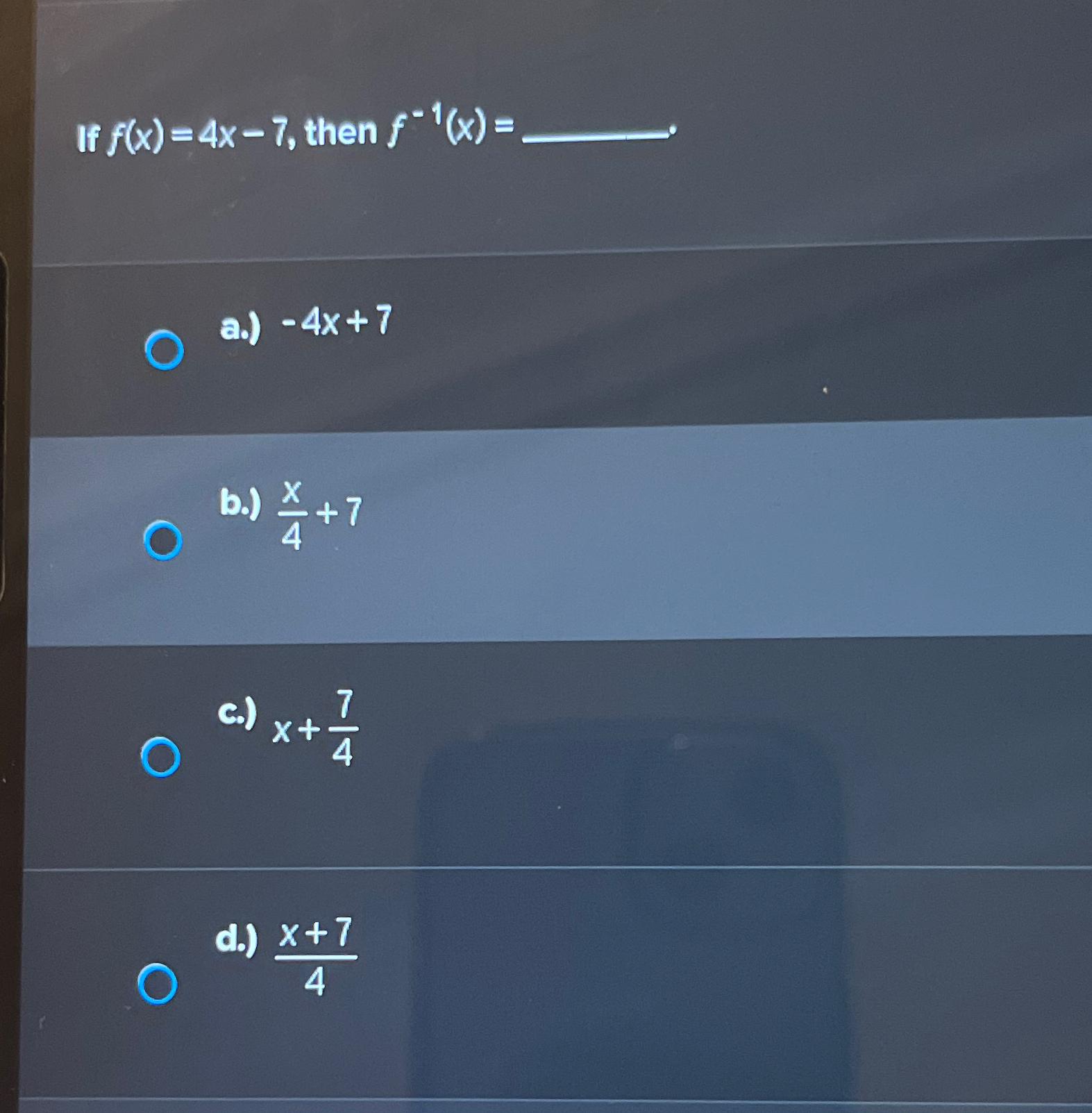 Solved If f(x)=4x-7, ﻿then | Chegg.com