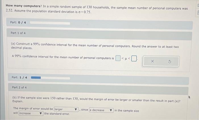 Solved How many computers? In a simple random sample of 130 | Chegg.com