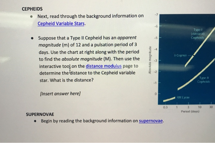 Solved CEPHEIDS • Next, read through the background | Chegg.com