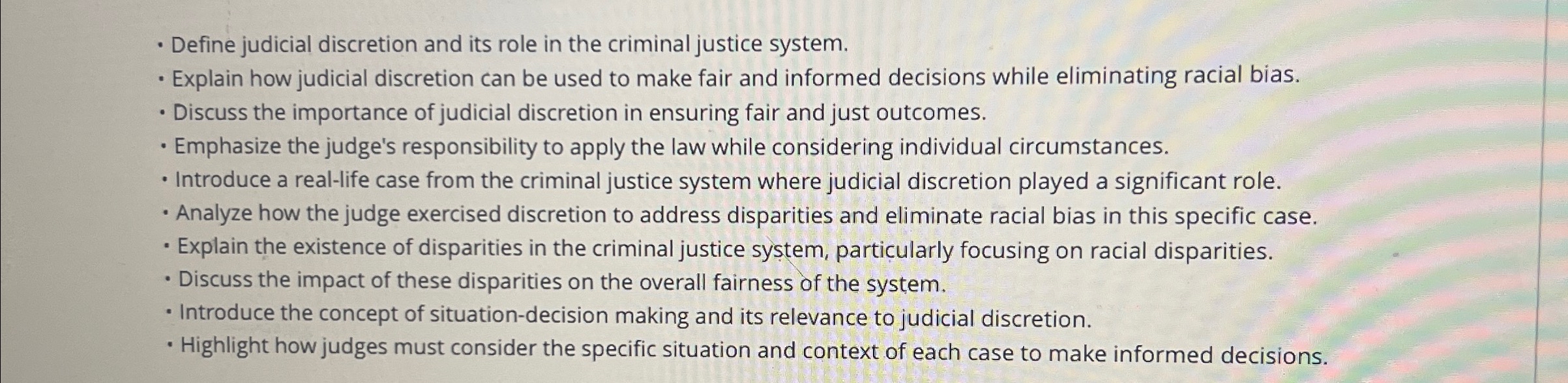 Solved Define judicial discretion and its role in the | Chegg.com