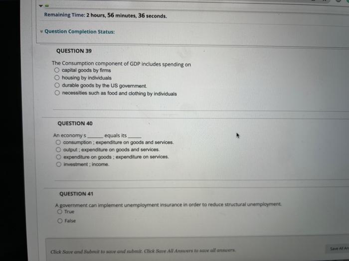 Solved The Consumption component of GDP includes spending on | Chegg.com