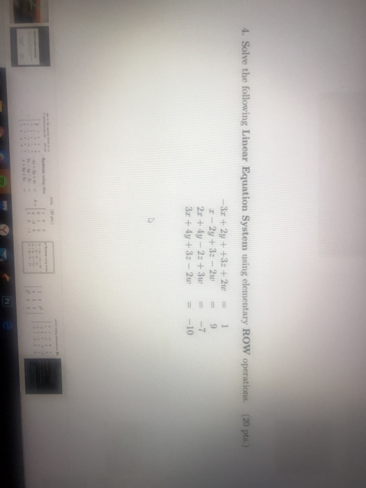 Solved 4. Solve the following Linear Equation System using | Chegg.com