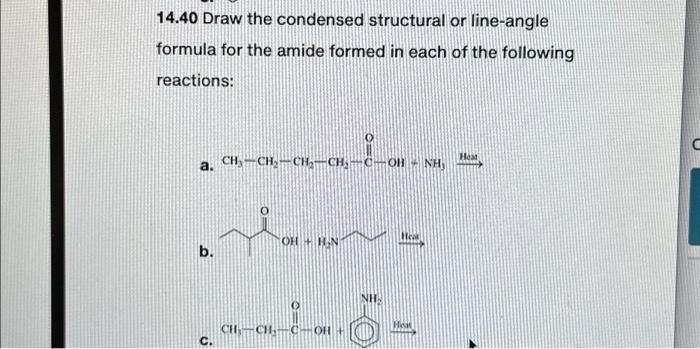 Solved 14.40 Draw the condensed structural or line-angle | Chegg.com