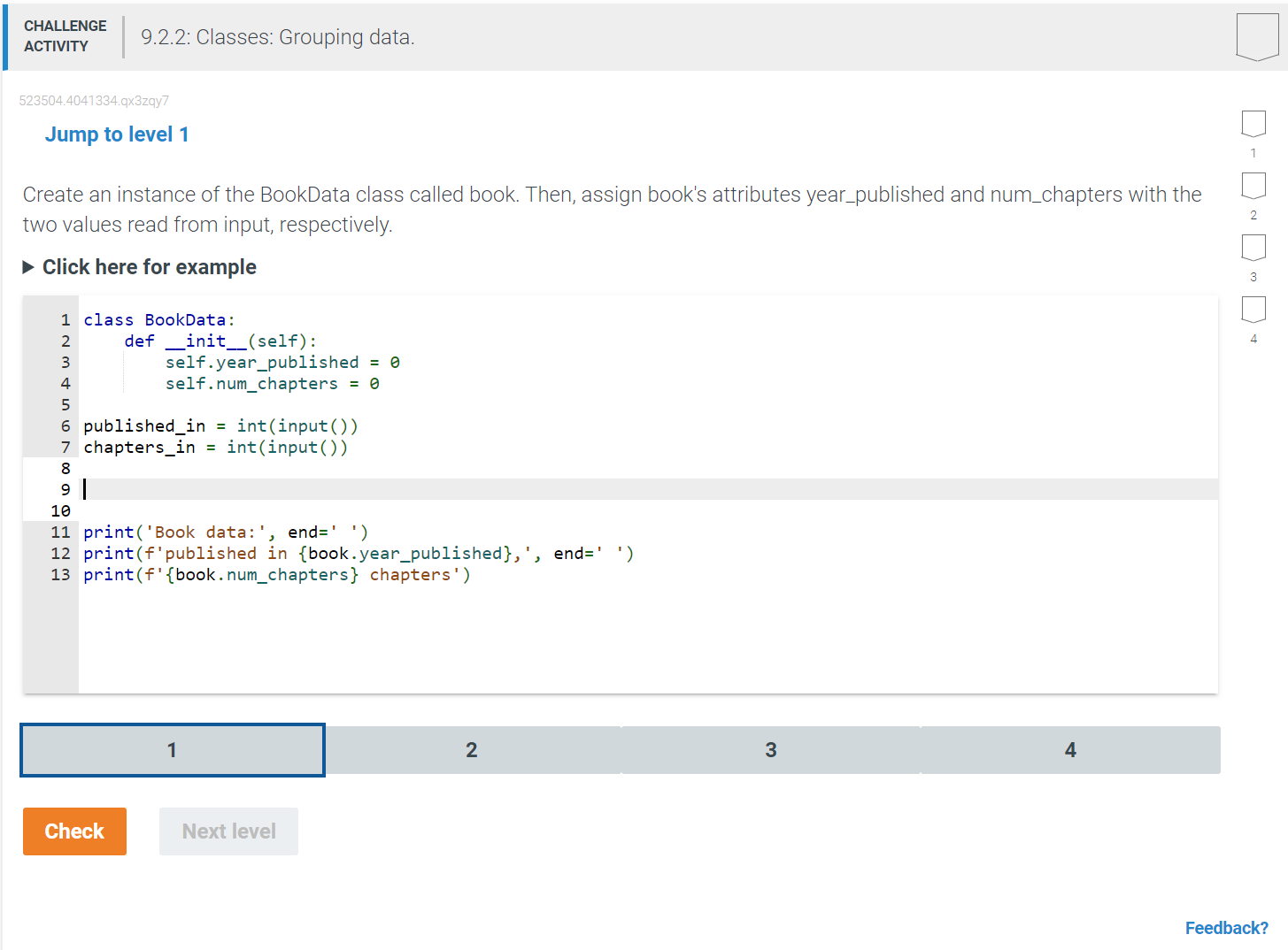 Solved Create an instance of the BookData class called book. | Chegg.com