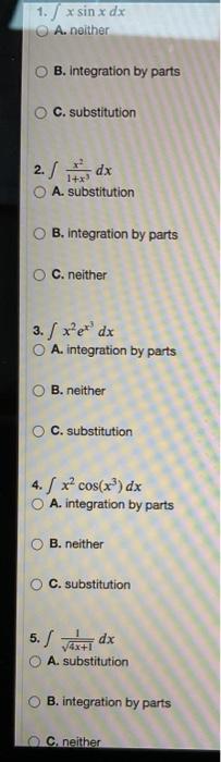 Solved For each following integrals, indicate whether | Chegg.com