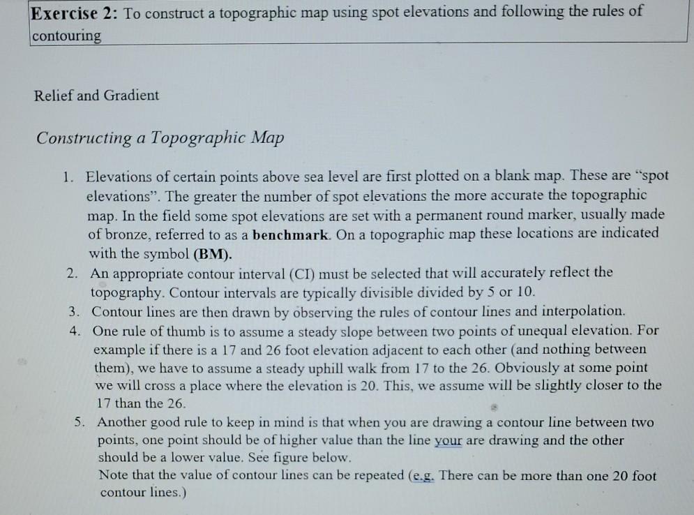 Solved Exercise 2: To construct a topographic map using spot | Chegg.com