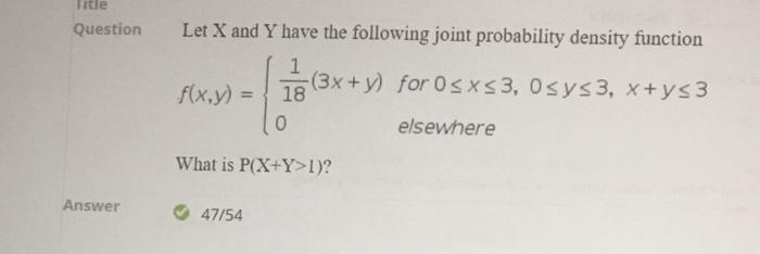 Solved Let X and Y have the following joint probability | Chegg.com
