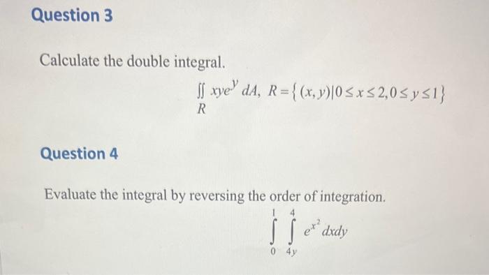Solved Calculate the double integral. | Chegg.com
