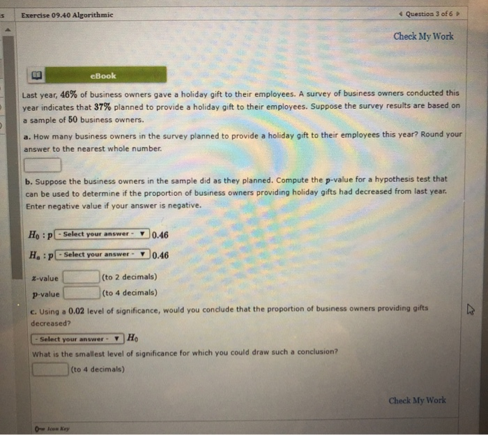 Solved Exercise 09.40 Algorithmic « Question 3 of 6 → Check | Chegg.com
