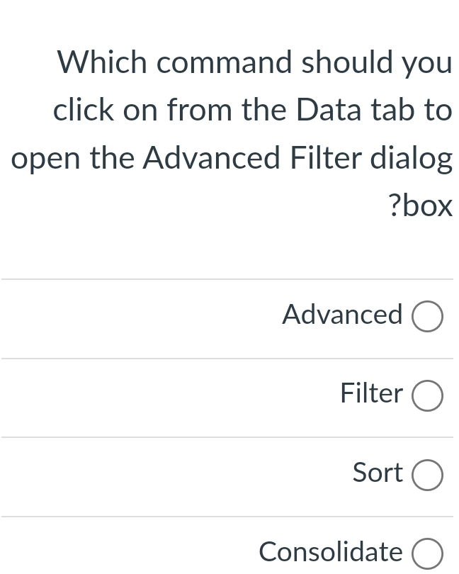 Solved Which command should you click on from the Data tab | Chegg.com