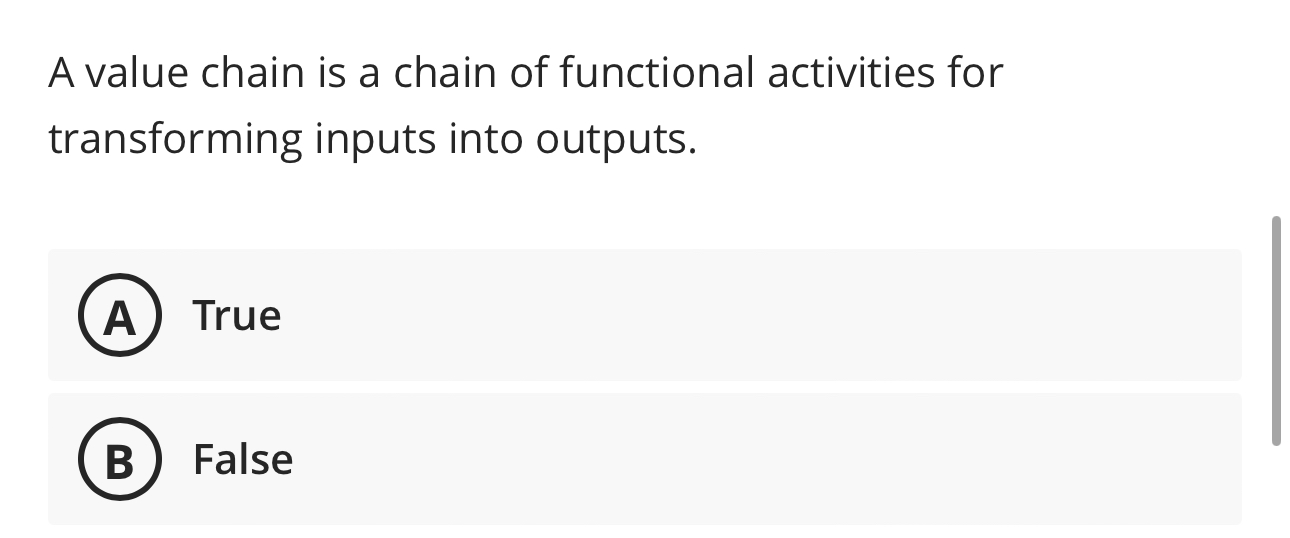 Solved A value chain is a chain of functional activities | Chegg.com