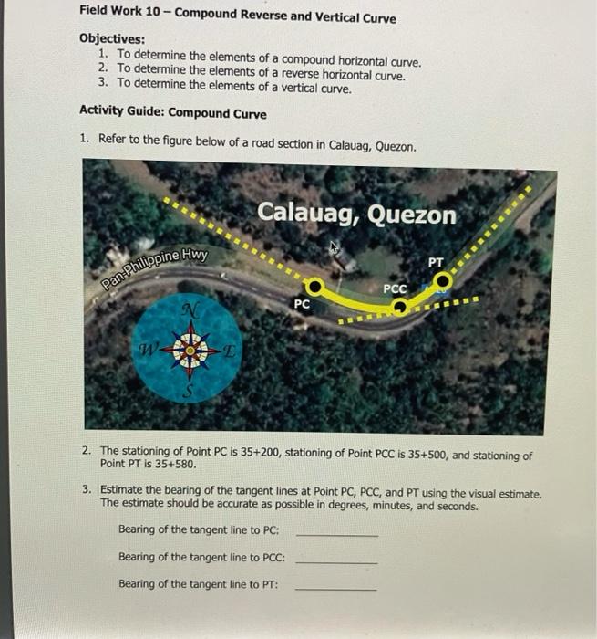Solved Field Work 10 - Compound Reverse and Vertical Curve | Chegg.com
