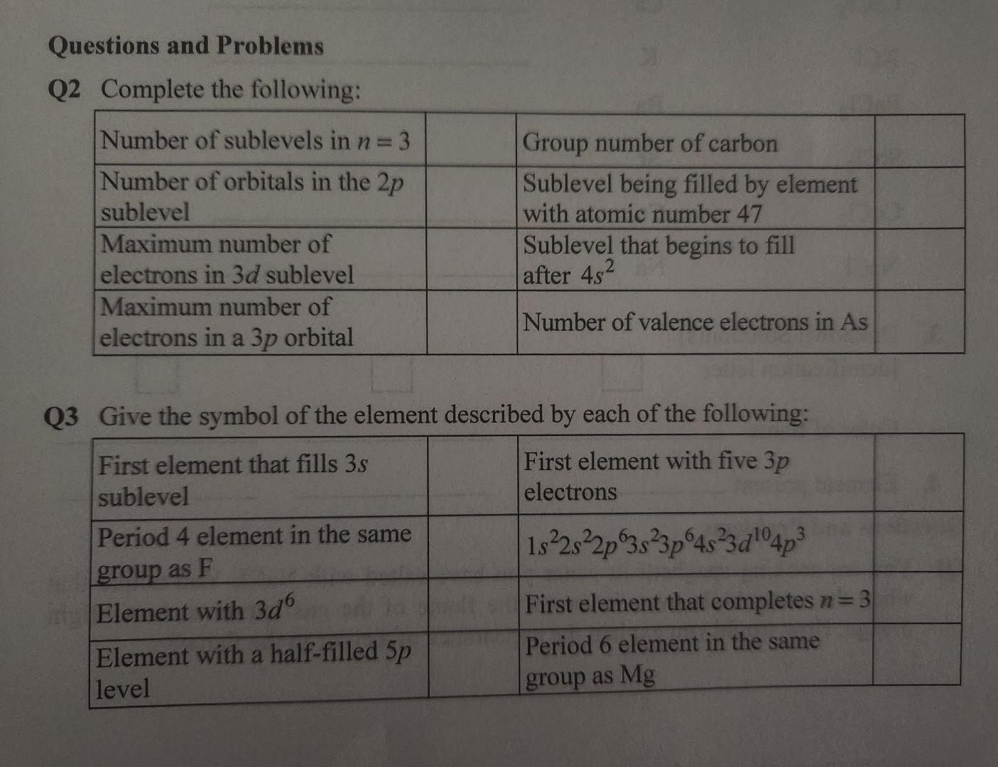 Solved Questions and Problems Q2 Complete the following: Q3 | Chegg.com