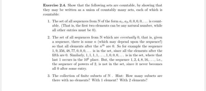 Solved Exercise 2.4. Show that the following sets are | Chegg.com