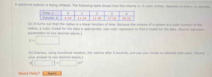 Solved A spherical balloon is being inflated. The following | Chegg.com