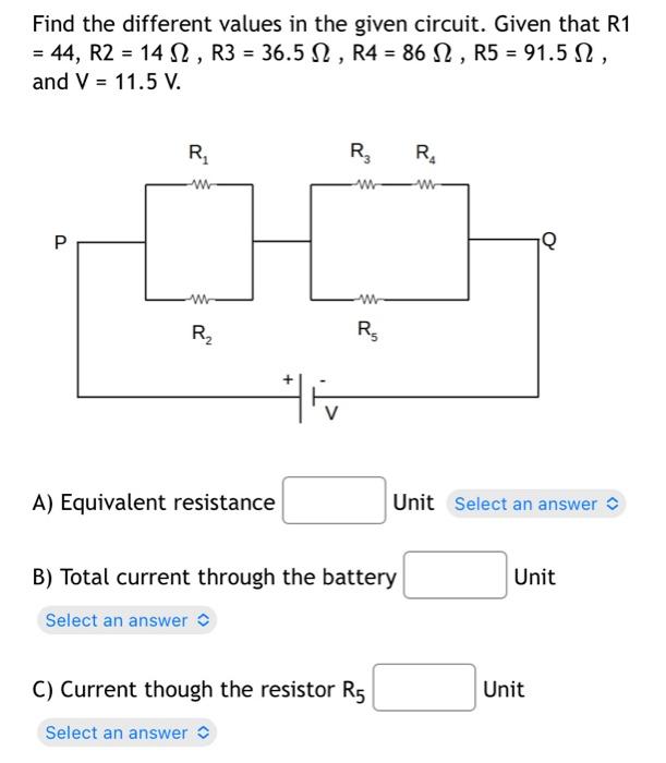 Solved Find the different values in the given circuit. Given | Chegg.com