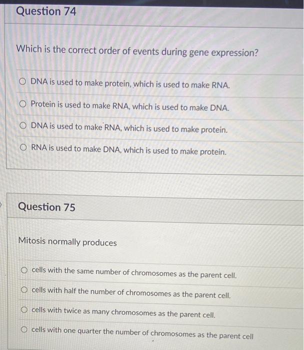 Solved Question 74 Which is the correct order of events | Chegg.com
