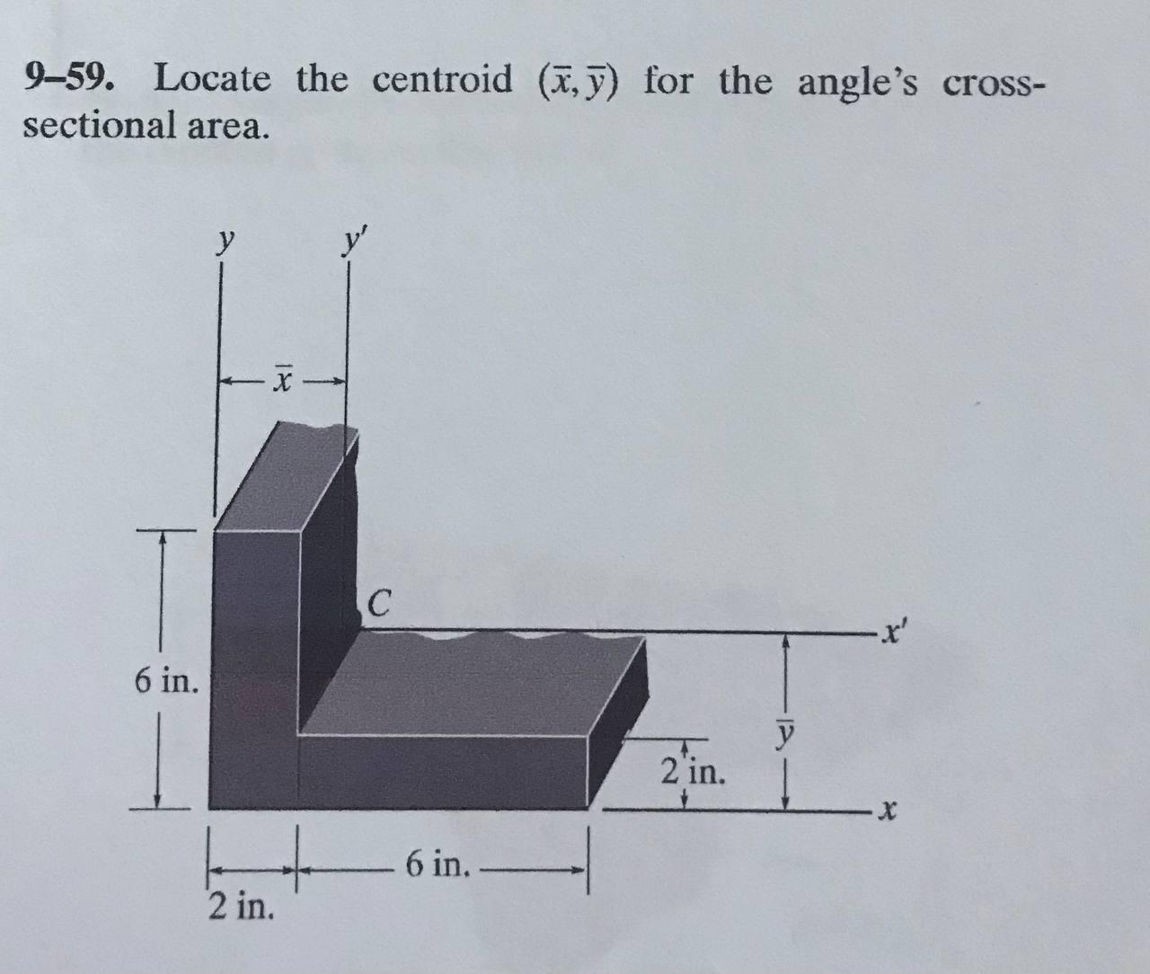 Solved 9–59. Locate the centroid (Ę,y) for the angle's | Chegg.com