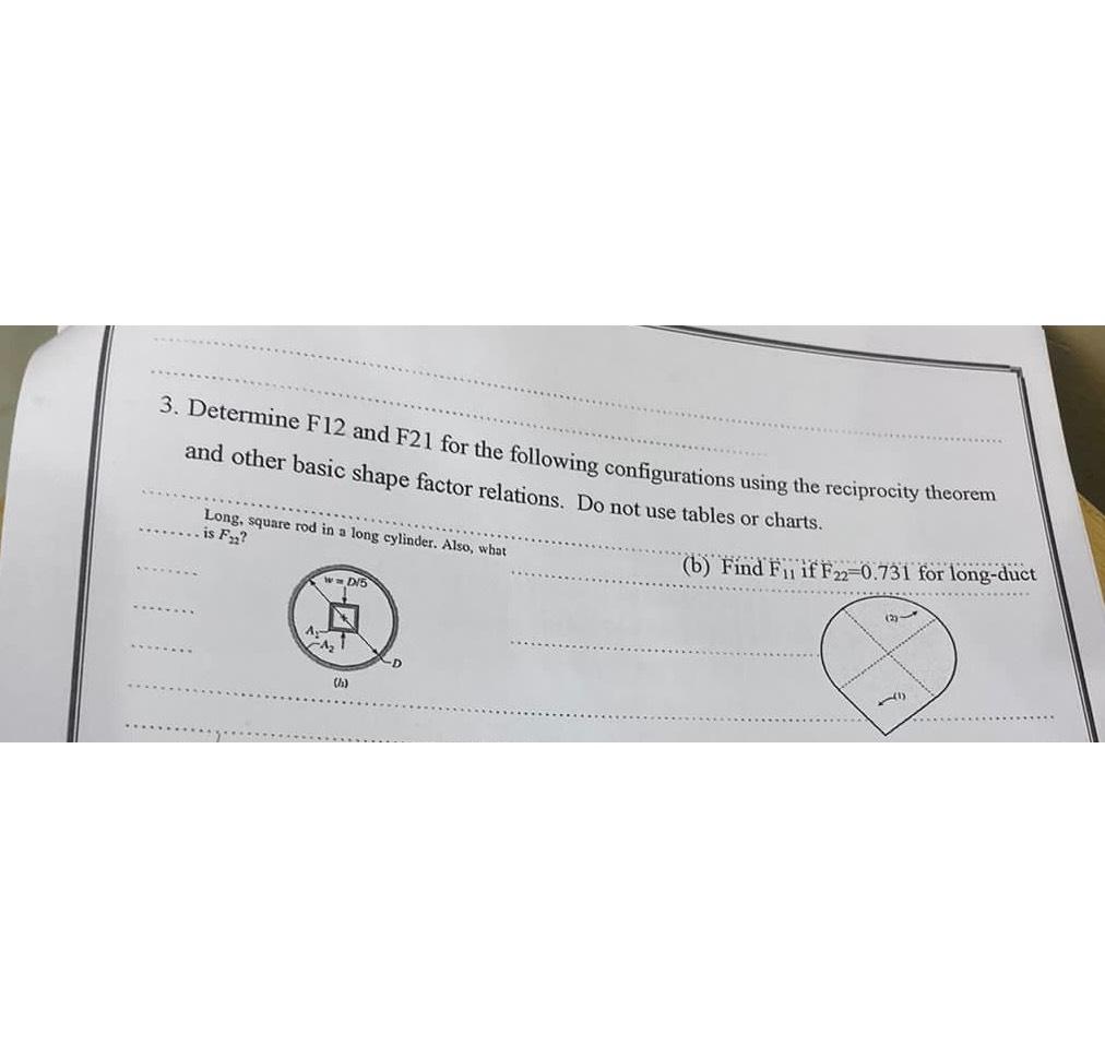 Solved Determine F12 ﻿and F21 ﻿for the following | Chegg.com