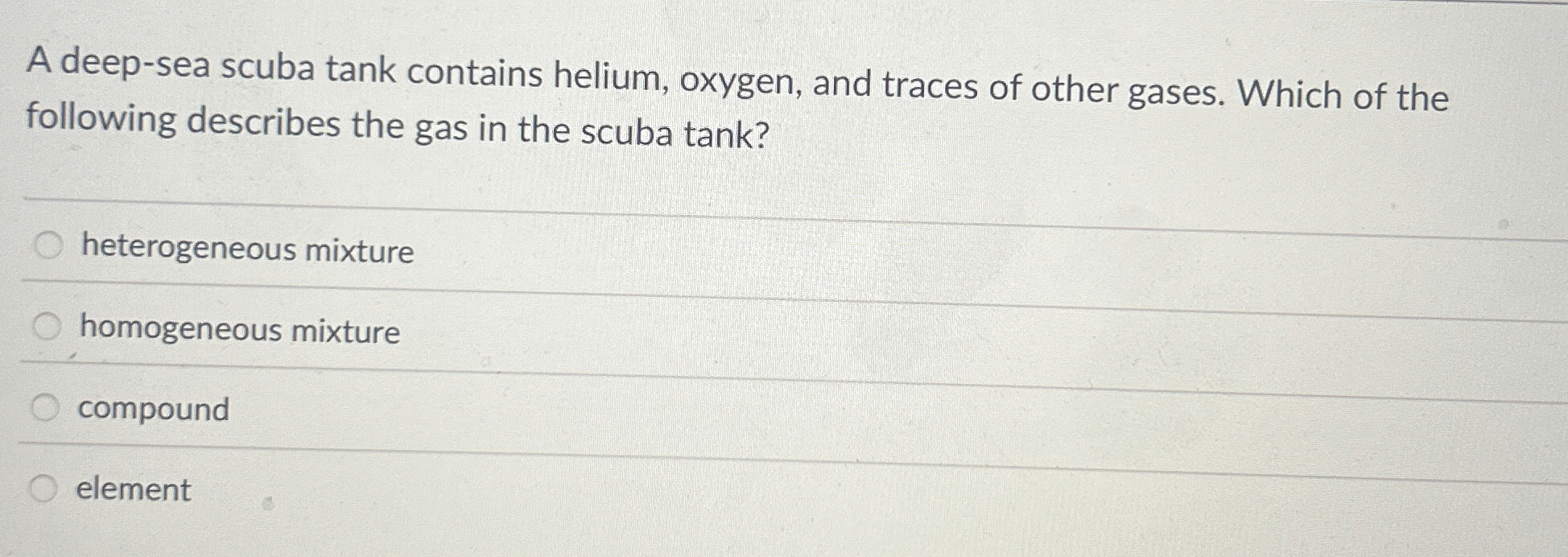 Solved A deep-sea scuba tank contains helium, oxygen, and | Chegg.com