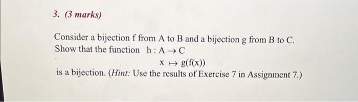 Solved Consider a bijection f from A to B and a bijection g | Chegg.com