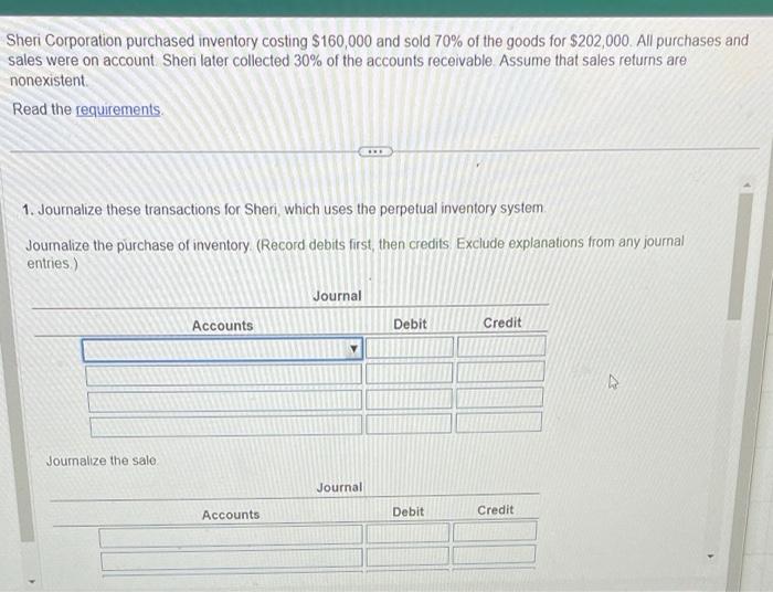 Solved Requirements 1. Journalize these transactions for | Chegg.com