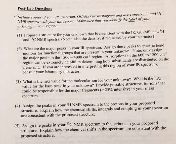 Solved Help with post lab questions (attached are IR, GC/MS, | Chegg.com