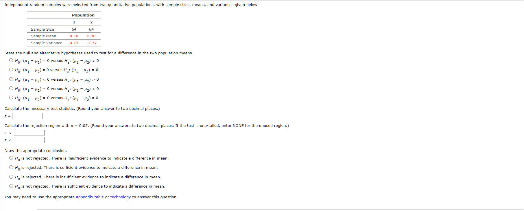 Solved Independent random samples were selected from two | Chegg.com