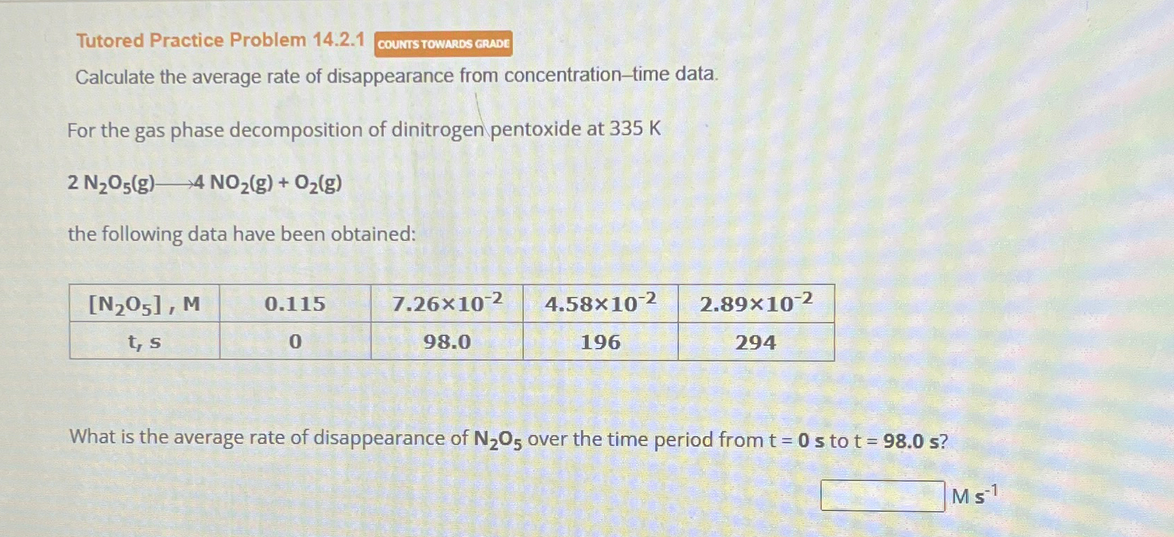 Solved Tutored Practice Problem 14.2.1Calculate the average | Chegg.com