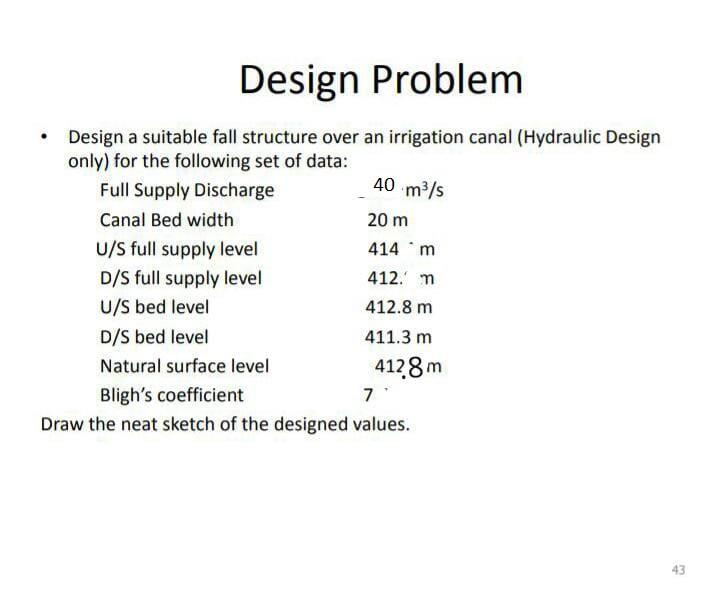 Solved Design Problem Design a suitable fall structure over | Chegg.com