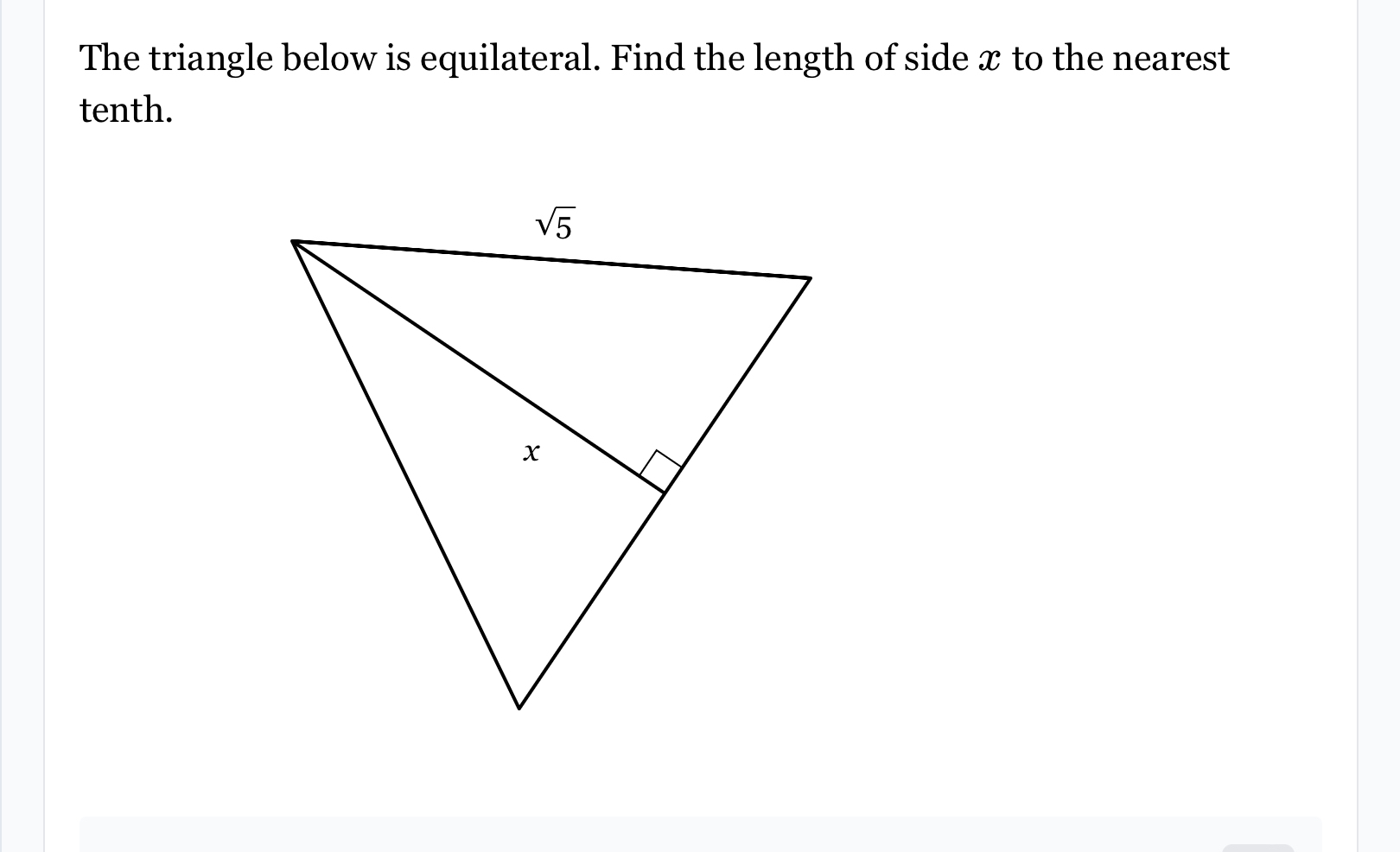 Solved The triangle below is equilateral. Find the length of | Chegg.com