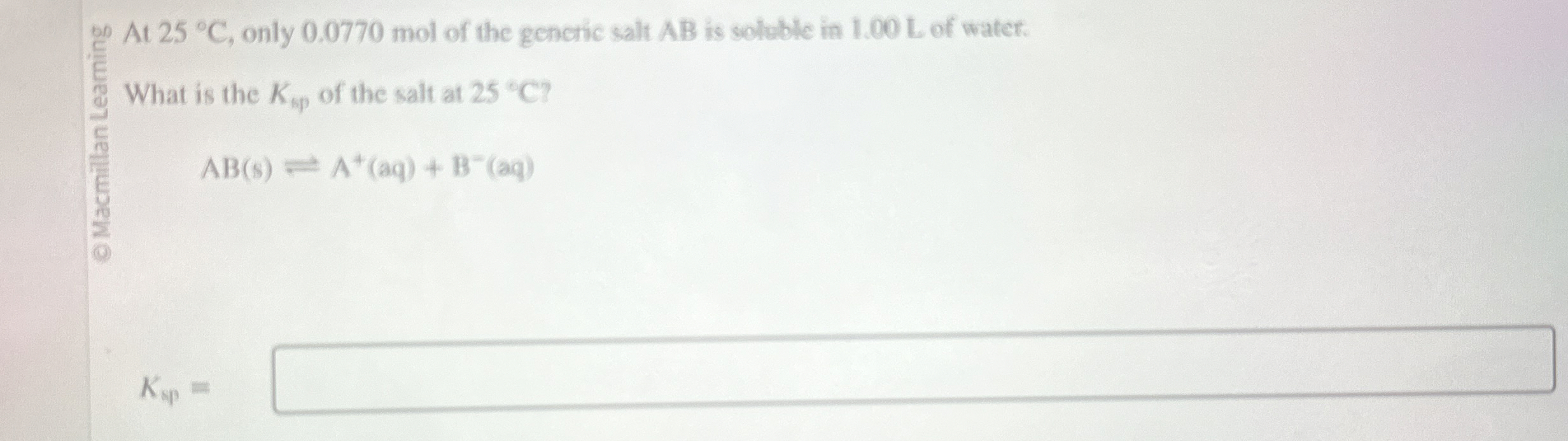 Solved What is the Ksp ﻿of the salt at | Chegg.com