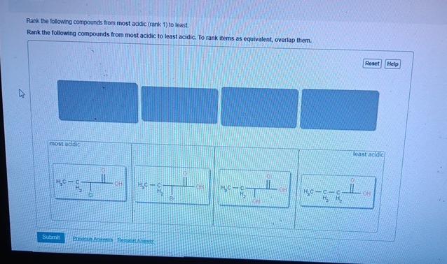 Solved Rank the folowing compounds from most acdic (tank 1) | Chegg.com