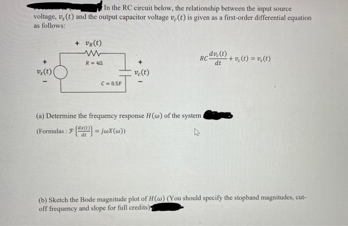Solved In the RC circuit below, the relationship between the | Chegg.com