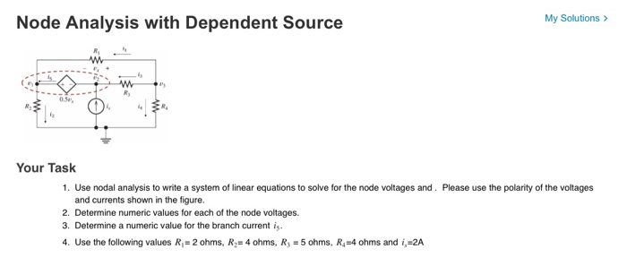 Solved Node Analysis with Dependent Source My Solut Your | Chegg.com