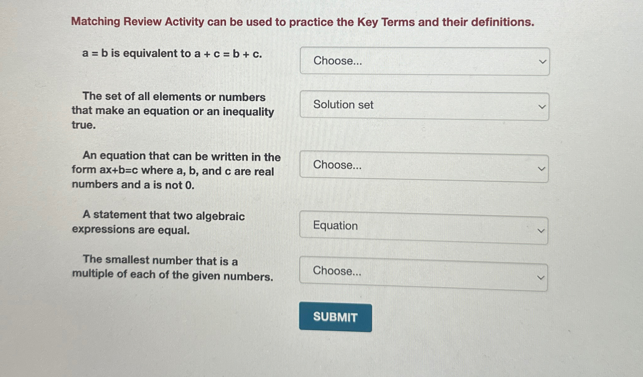 Solved Matching Review Activity can be used to practice the | Chegg.com