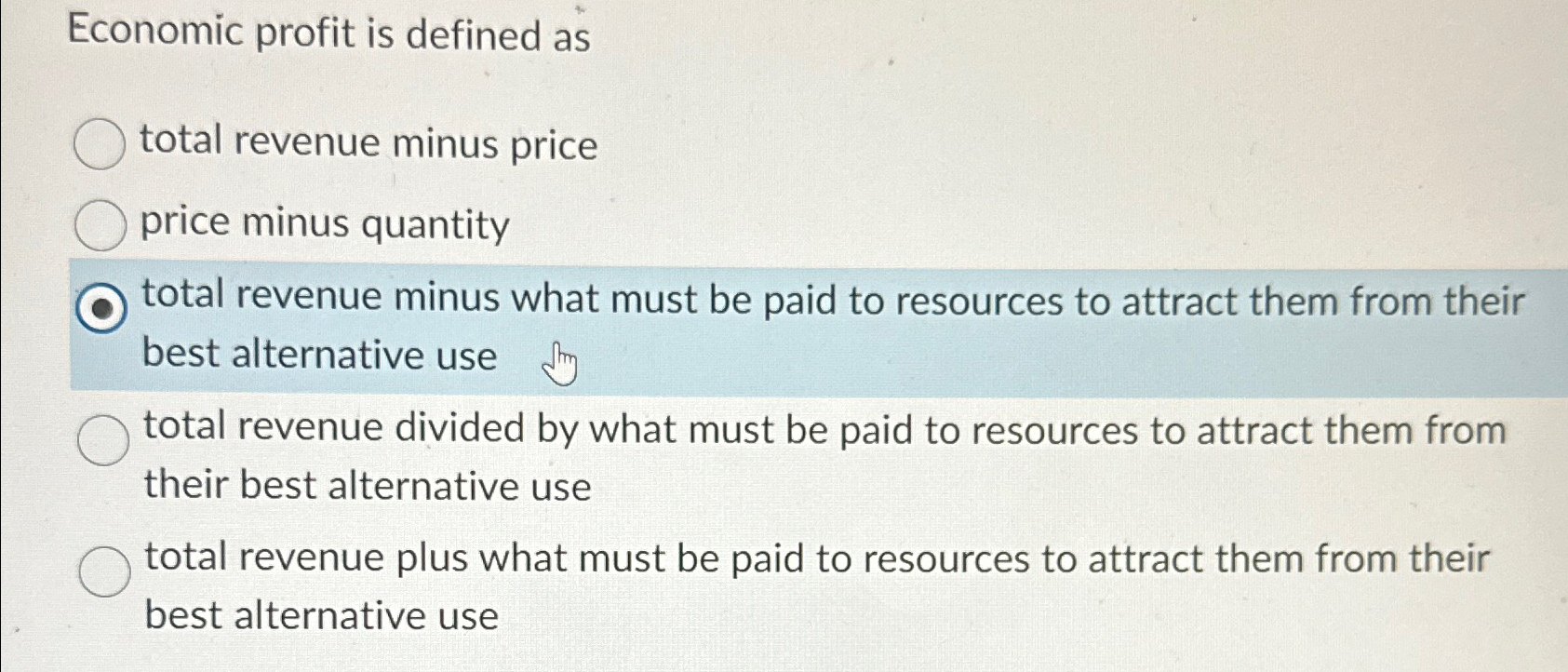 Solved Economic profit is defined astotal revenue minus | Chegg.com
