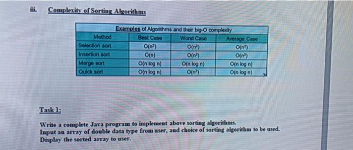 Solved Complexity Of Sorting Algorithms Method Selection