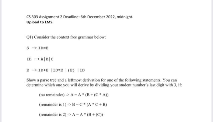 Solved CS 303 Assignment 2 Deadline: 6th December 2022, | Chegg.com