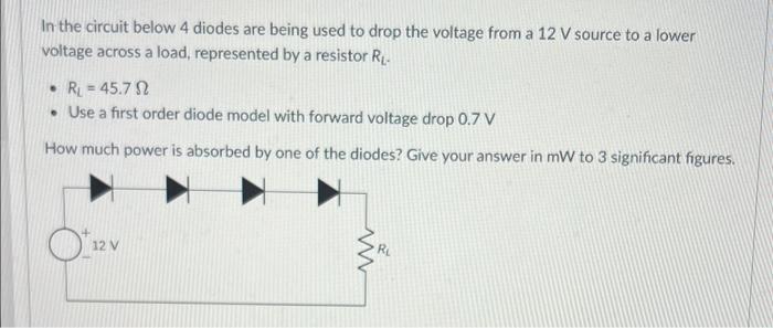 Solved In the circuit below 4 diodes are being used to drop | Chegg.com