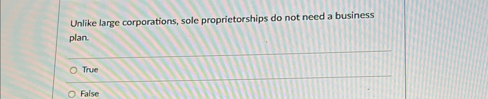 Solved Unlike large corporations, sole proprietorships do | Chegg.com