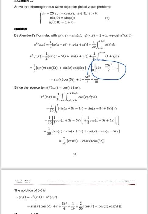 Solved Solve the inhomogeneous wave equation (initial value | Chegg.com