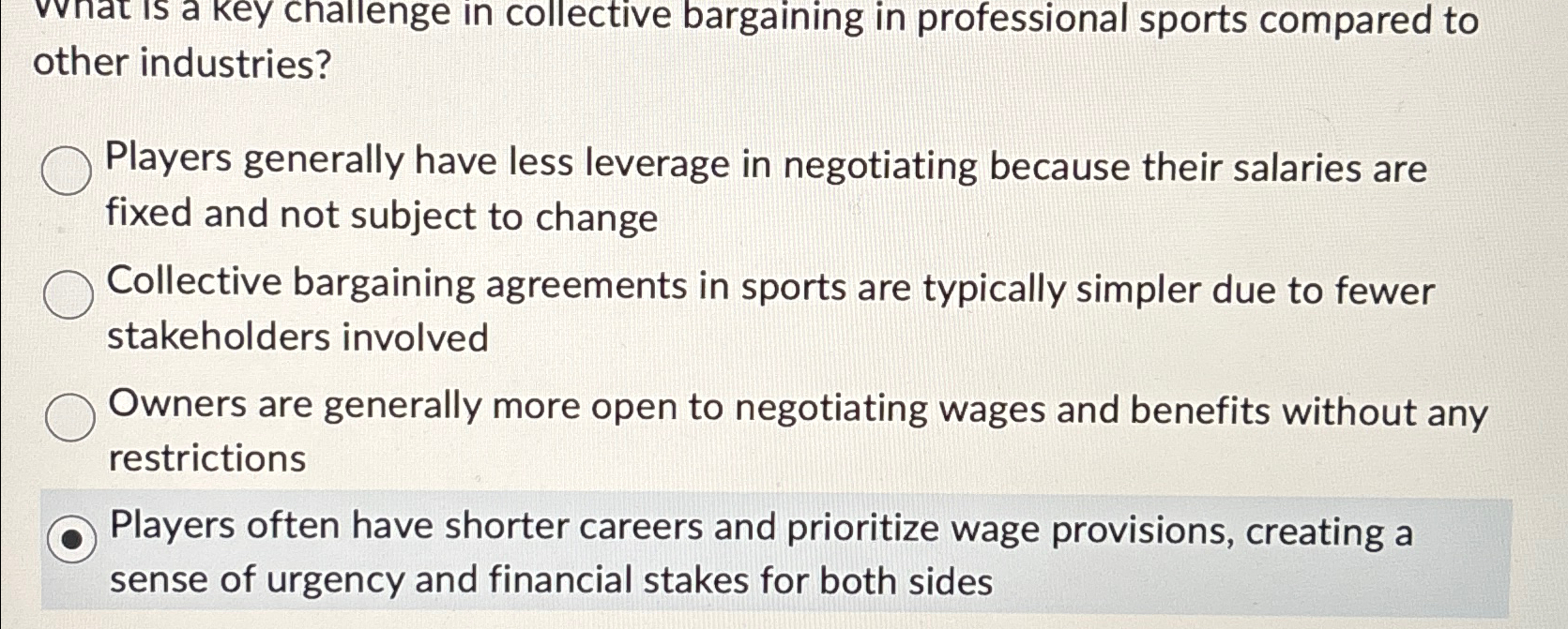 Solved what is a key challenge in collective bargaining in | Chegg.com