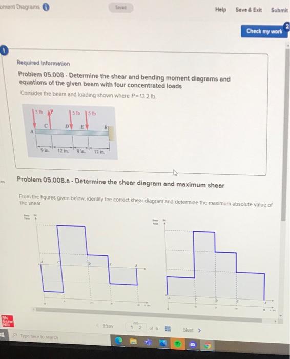 Solved oment Diagrams Help Save & Exit Submit Check my work | Chegg.com